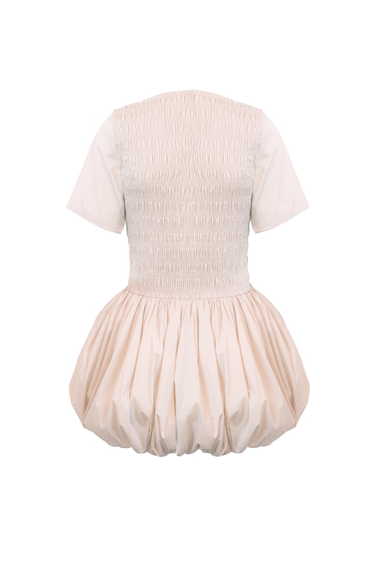 Eleanor Pure Cotton Milk Cream Bubble Mini Dress with Sleeves | AmyLynn